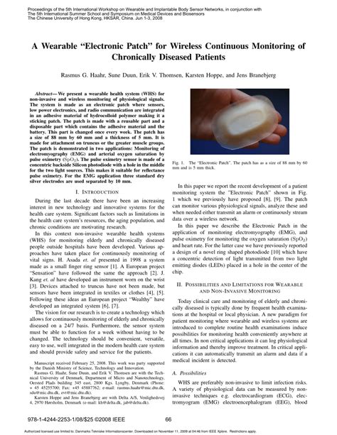 Pdf A Wearable Electronic Patch” For Wireless Continuous Monitoring Of Chronically Diseased