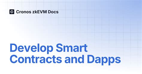 Develop Smart Contracts And Dapps Cronos Zkevm Docs