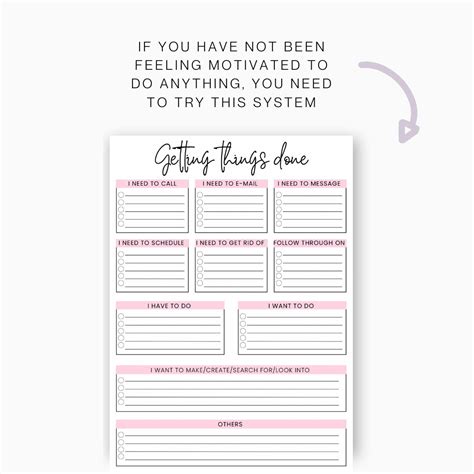 Gtd Template Gtd Planner Adhd Task Organizer Gtd System Getting