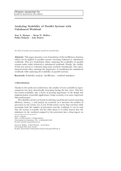 Pdf Analyzing Scalability Of Parallel Systems With Unbalanced Workload