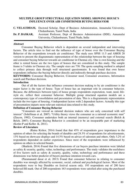 Pdf Multiple Group Structural Equation Model Showing Houses Influence Over Air Conditioner