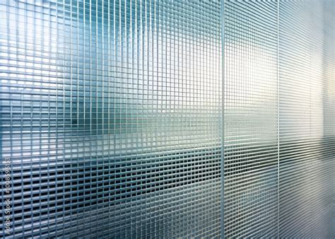 Translucent Grid Pattern On Frosted Glass Creates Modern Aesthetic Enhancing Light Diffusion