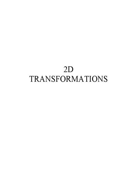 2d Transformations Pdf 2 D Computer Graphics Cartesian Coordinate System