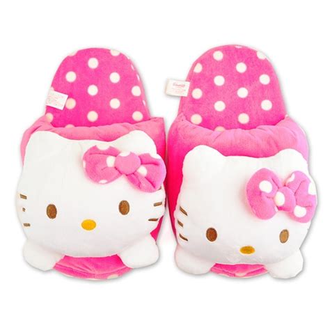 【震撼精品百貨】凱蒂貓hello Kitty~台灣授權sanrio三麗鷗 Kitty造型絨毛室內拖鞋 點點52763 T字