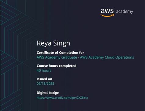 Aws Cloudcomputing Cloudoperations Awsacademy Certification Learning… Reya Singh