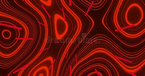 Image Of Red Rays Pulsation Over Patterned Red Background Stock