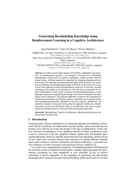 Pdf Generating Rescheduling Knowledge Using Reinforcement Learning In