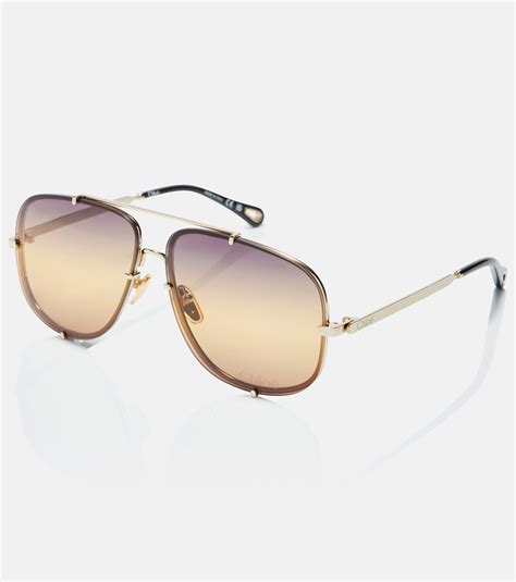 Aviator Sunglasses In Gold Chloe Mytheresa