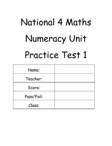 National 4 Numeracy Practice Test 1 Teaching Resources