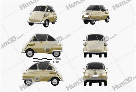 Bmw Isetta 250 1955 Blueprint Template 3dmodels