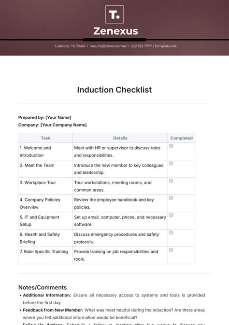 Free Safety Induction Checklist Template To Edit Online