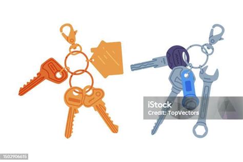열쇠 고리 또는 열쇠 고리 벡터 세트가 있는 열쇠가 있는 장신구 강철에 대한 스톡 벡터 아트 및 기타 이미지 강철 개념 개인 장식품 Istock