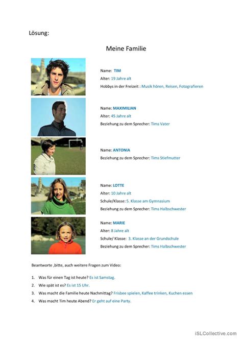 Meine Familie Deutsch Daf Arbeitsbl Tter Pdf Doc