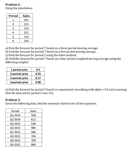 Solved Forecasting Practice Computational Problems Problem Chegg Com