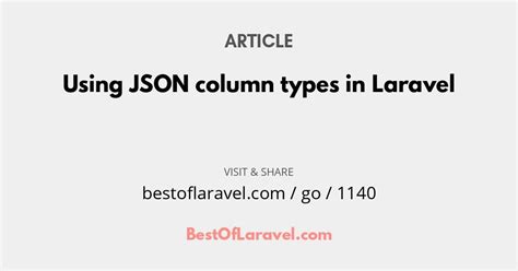 Using Json Column Types In Laravel