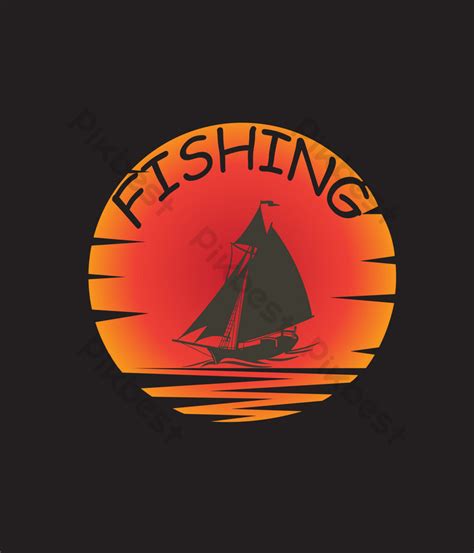 Fishing Retro And Boad Sun Rise Png Images Eps Free Download Pikbest