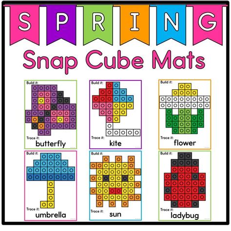 Spring No Prep Snap Cube Mats For Preschool And Kindergarten Fine Motor