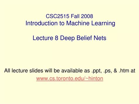 Ppt Csc2515 Fall 2008 Introduction To Machine Learning Lecture 8 Deep