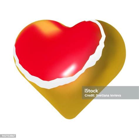 감싸인 하트 세트 3d는 빨간 풍선 모양에 황금 선물 종이를 찢었습니다 세인트 발렌타인 어머니 아버지의 날 벡터 요소에 대한 사랑 선물 아이콘 흰색에 3차원 형태에 대한