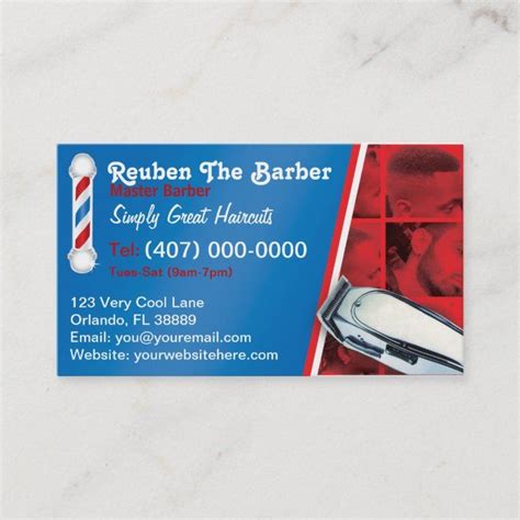 Barbershop Barber Barber Pole And Clippers Business Card Zazzle