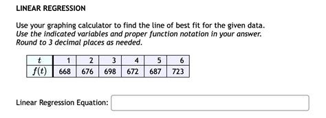 Solved Linear Regression Use Your Graphing Calculator To