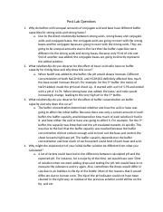 Post Lab Questions Buffer Lab Docx Post Lab Questions 1 Why Do Buffers With Unequal Amounts
