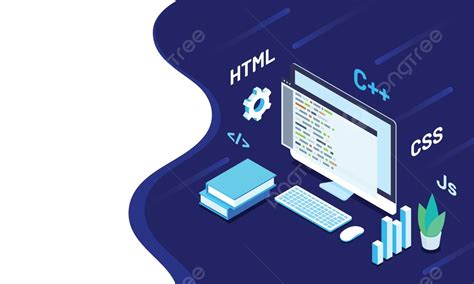 Illustration Of A Desktop Computer With Various Programming Languages In An Isometric View