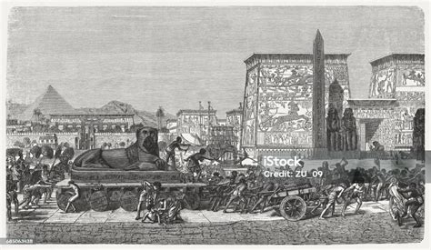 Ereksi Bangunan Megah Di Mesir Kuno Diterbitkan Pada Tahun 1880 Ilustrasi Stok Unduh Gambar