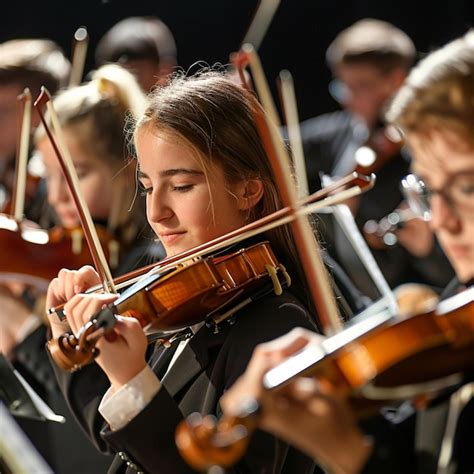 Pupils Playing Musical Instruments In School Orchestra Premium Ai Generated Image