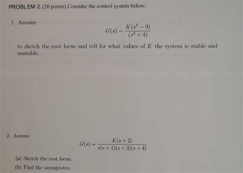 Solved Problem 2 20 Points Consider The Control System