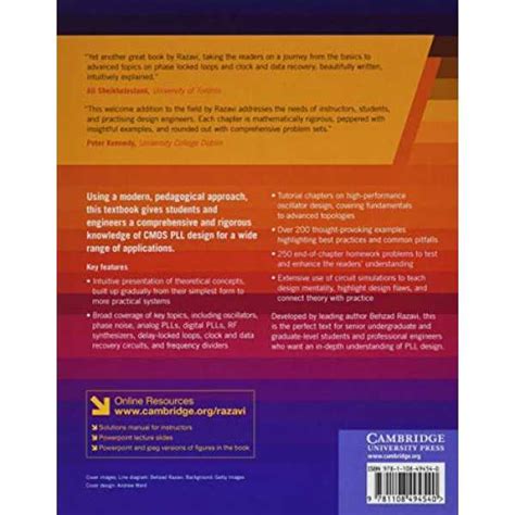 Design Of Cmos Phase Locked Loops From Circuit Level To Architecture Level Book Price In India