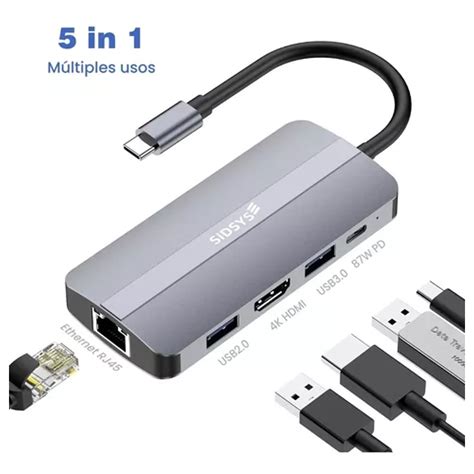 Hub Adaptador Pd Usb 3 0 Tipo C Hdmi 4k Con Ethernet Rj45 Pamolo