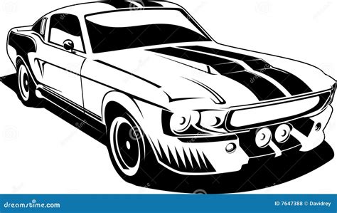 Black And White Ford Mustang Stock Vector Illustration Of Ready Ford 7647388