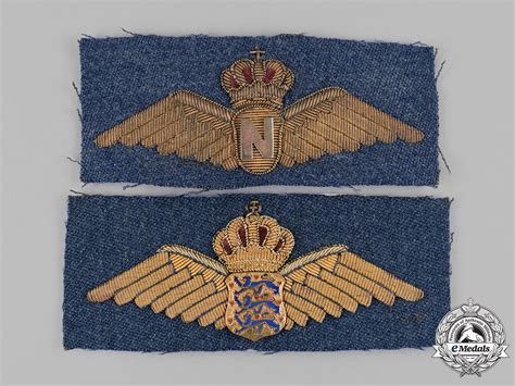 Denmark Kingdom Two Royal Danish Air Force Badges Emedals