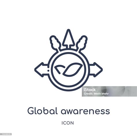 생태 개요 컬렉션의 선형 글로벌 인식 아이콘입니다 얇은 라인 글로벌 인식 벡터 흰색 배경에 고립 글로벌 인지도 최신 유행 그림