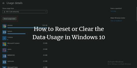 How To Reset Or Clear The Data Usage In Windows 10