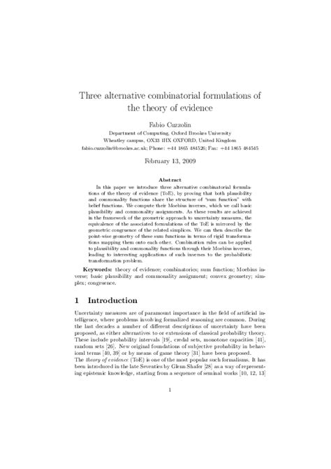 Pdf Three Alternative Combinatorial Formulations Of The Theory Of