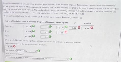 Solved Three Different Methods For Assembling A Product Were