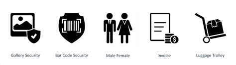 A Set Of 5 Business Icons As Gallery Security Bar Code Security Male