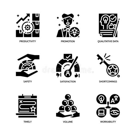 Key Performance Indicators Icons Set Stock Vector Illustration Of Performance Style 205783164