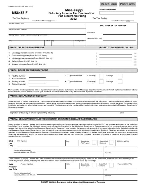 Form 81 115 Ms8453 F Download Fillable Pdf Or Fill Online Mississippi