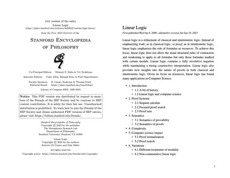 Friends Of The Sep Society Preview Of Linear Logic Pdf