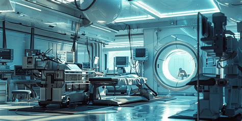 대형 원형 기계가 있는 방공상과학에서 영감을 받은 세련된 장치는 거대 기계를 특징으로 합니다 미래 지향적인 방 대형 원형 기계 하이테크 룸 배경 일러스트 및 사진 무료