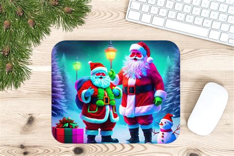 Neon Colors Snowman And Santa Clause Design Mouse 2935588