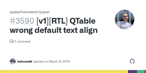 V1 Rtl Qtable Wrong Default Text Align · Issue 3590 · Quasarframeworkquasar · Github