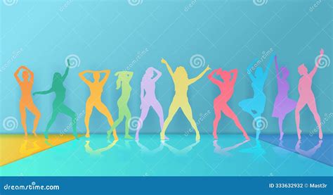 Colorful Dancing Silhouettes Vibrant Dance Poses Bright Gradient