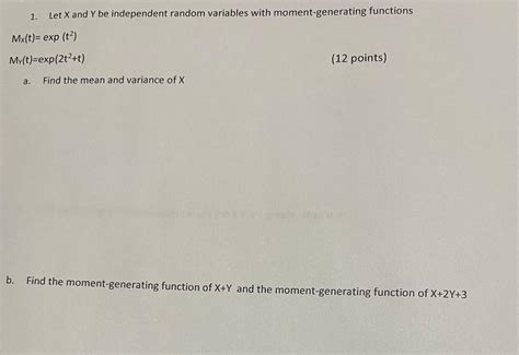Solved 1 Let X And Y Be Independent Random Variables With