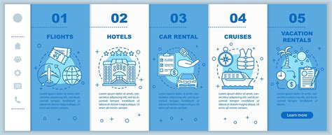 Travel Planner Onboarding Mobile Web Pages Vector Template Flight Cruise Responsive