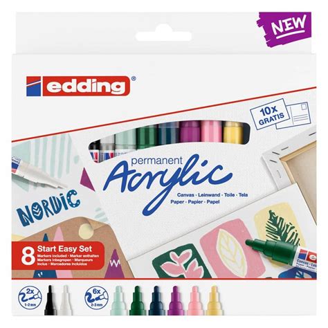 Edding Acrylic Marker Starter Set Of 8 Nordic Colors Jerrys Artarama