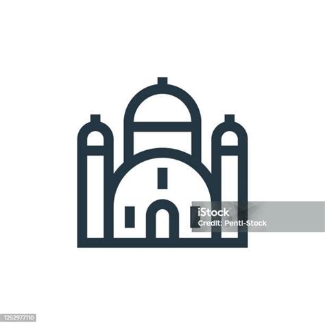 회당 벡터 아이콘입니다 회당 편집 가능한 스트로크 웹 및 모바일 앱 로고 인쇄 매체에 사용하기 위한 회당 선형 기호입니다 얇은 선 그림 벡터 격리 된 윤곽선 도면입니다